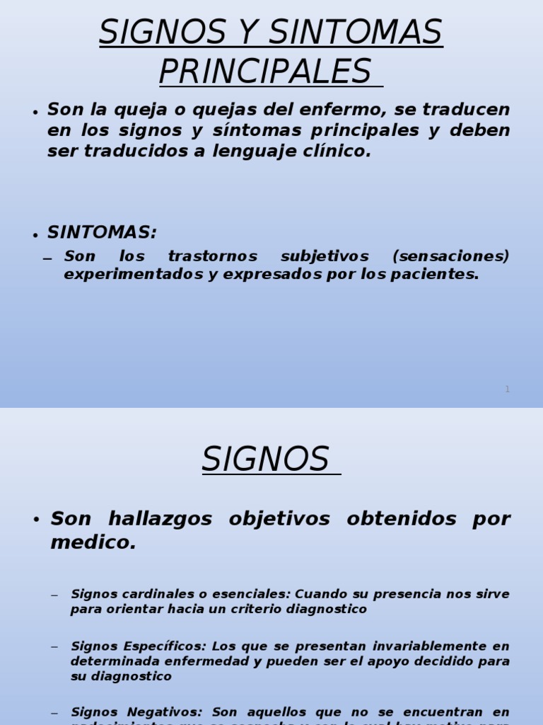 Ya Signos y Sintomas Principales | PDF | Diagnostico medico | Cuidado ...