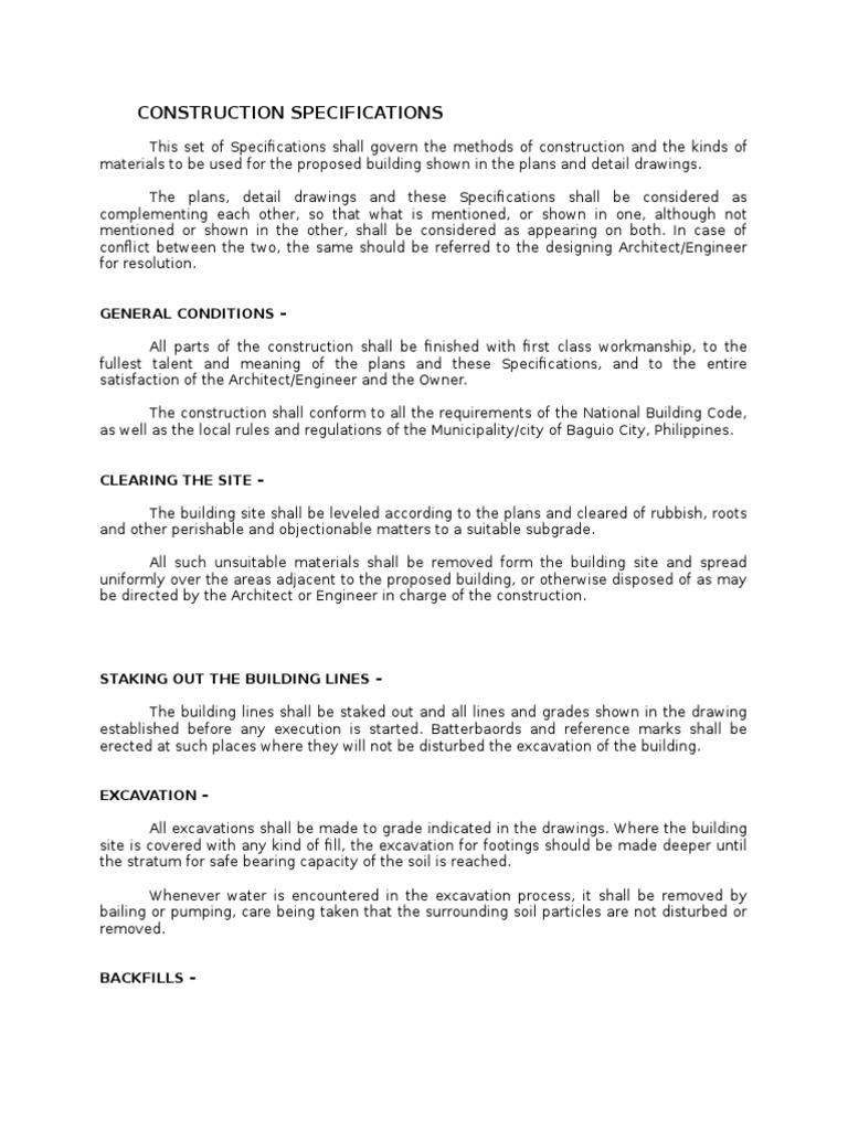 Sample Construction Specifications | PDF | Framing (Construction ...