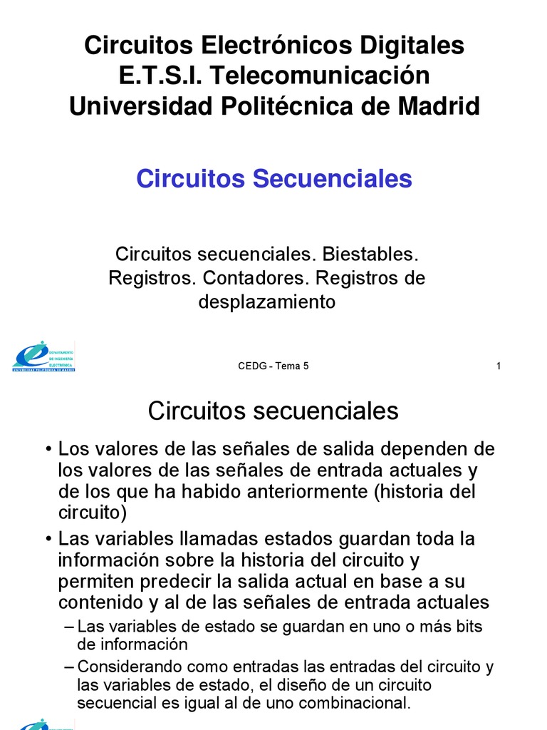 Tema 5. Circuitos Secuenciales | PDF | Ingenieria Eléctrica | Informática