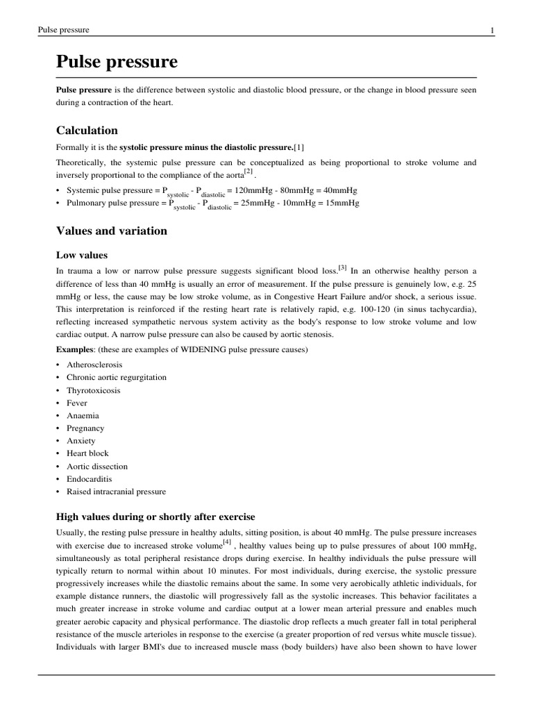 Pulse Pressure: Calculation | PDF | Blood Pressure | Circulatory System