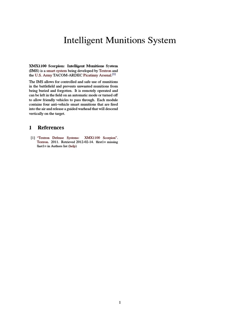 Smart Munitions for Military Use | PDF