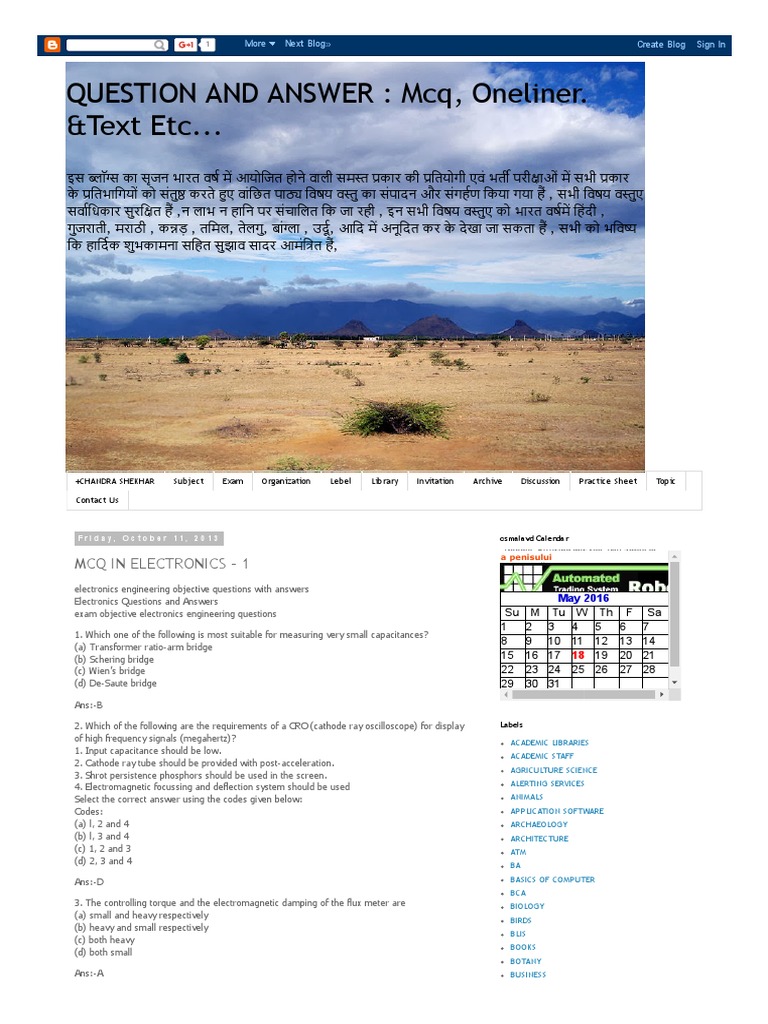 Question and Answer - MCQ, Oneliner. &text Etc.. | PDF | Amplifier ...