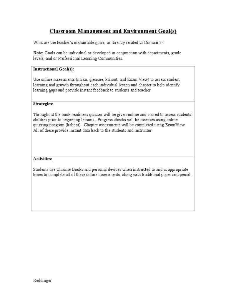 Classroom Management Goals & Strategies | PDF | Career & Growth