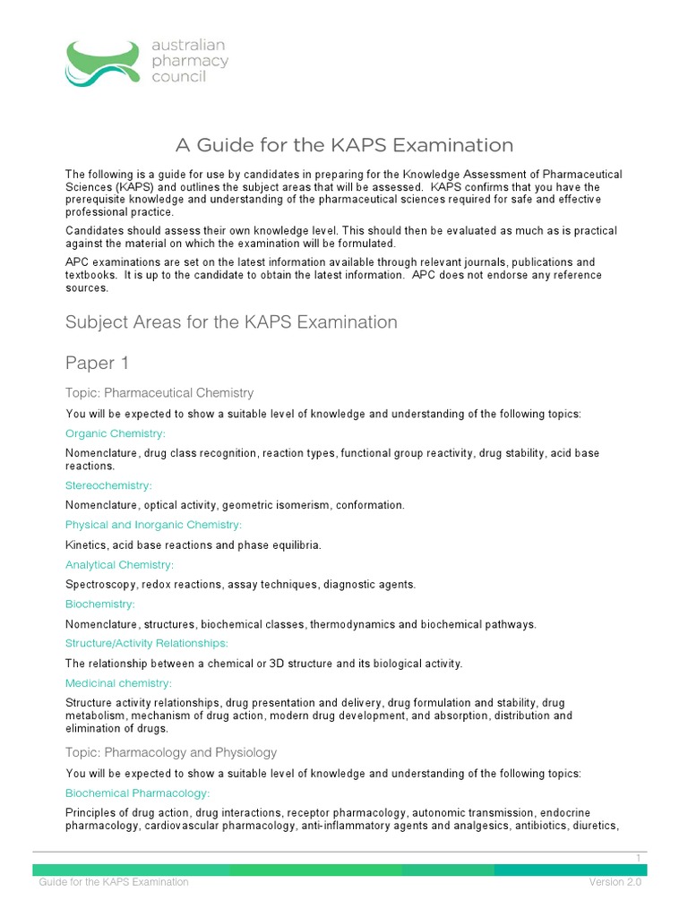 Kaps Guide | PDF | Pharmacology | Pharmaceutical Drug