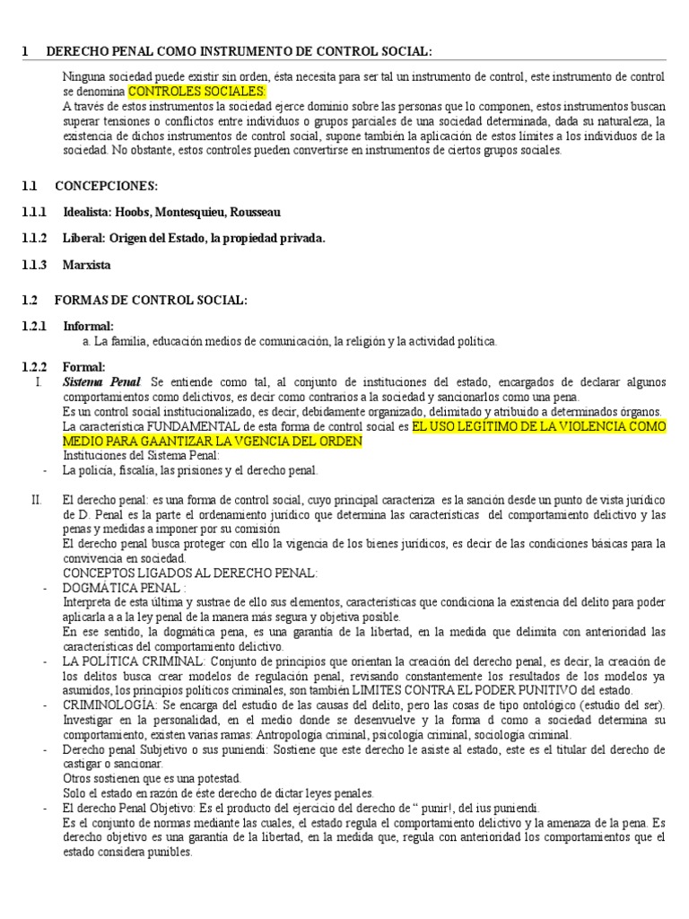 Derecho Penal Como Instrumento de Control Social | PDF | Derecho penal ...