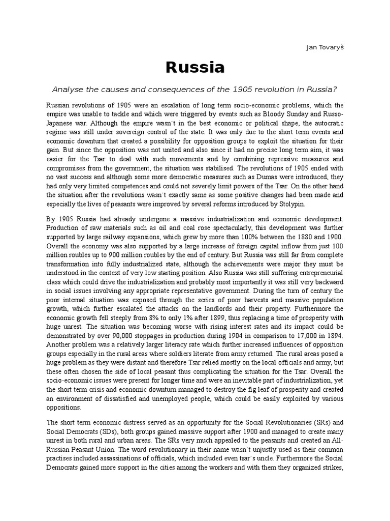 Causes and Impact of Russia's 1905 Revolution | PDF | Nicholas Ii Of ...