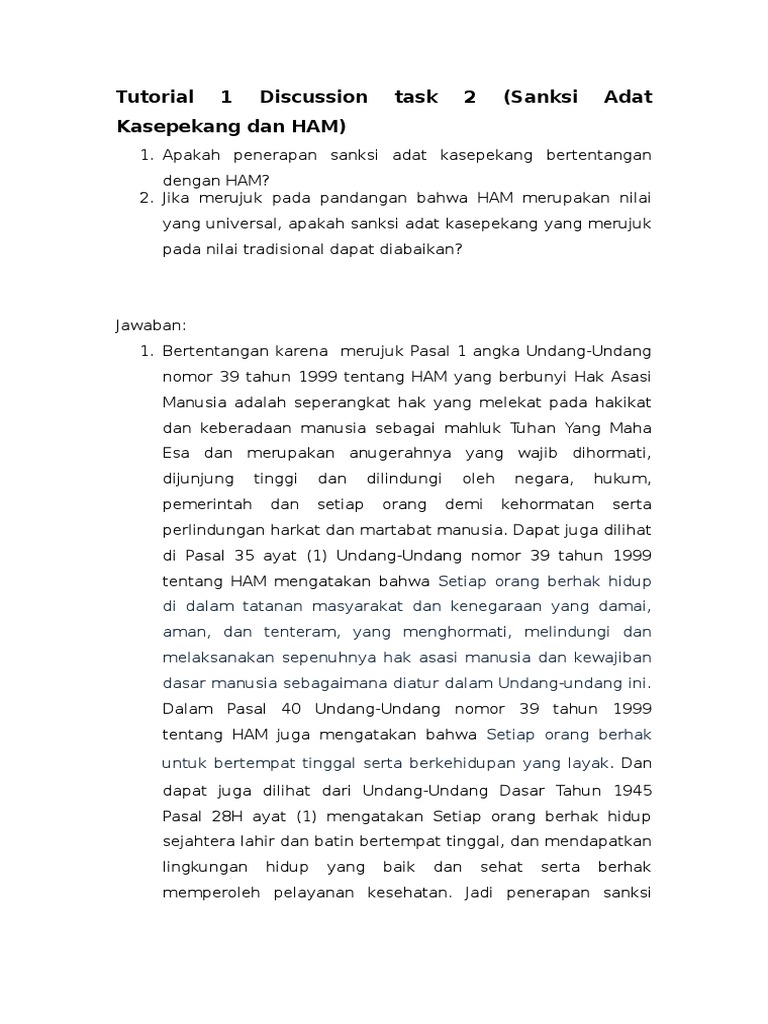 Ham Lanjutan Tutorial 1 Discussion Task 2 | PDF
