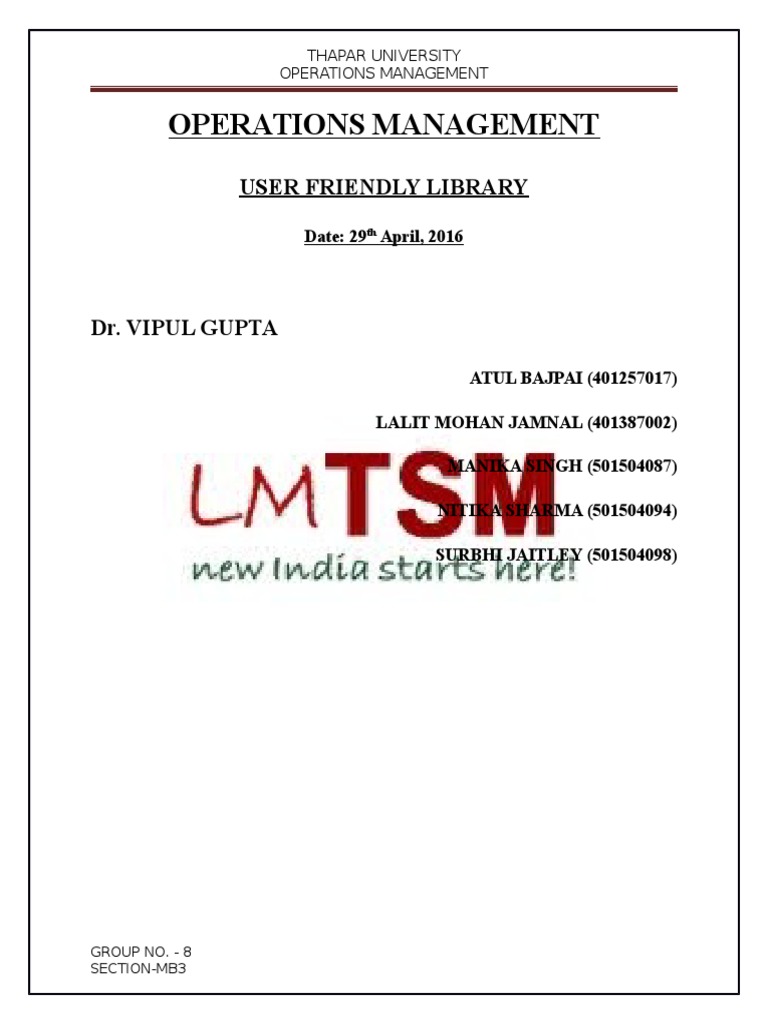 Operations Management: User Friendly Library | Download Free PDF ...