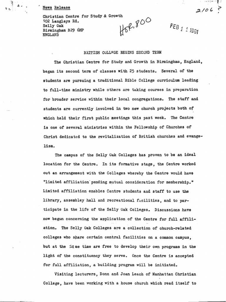 Edrington Roger 1981 England | PDF | Churches Of Christ | Christian Church