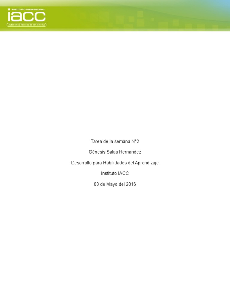 Genesis Salas Tarea 2 | PDF | Dilación | Habilidades profesionales