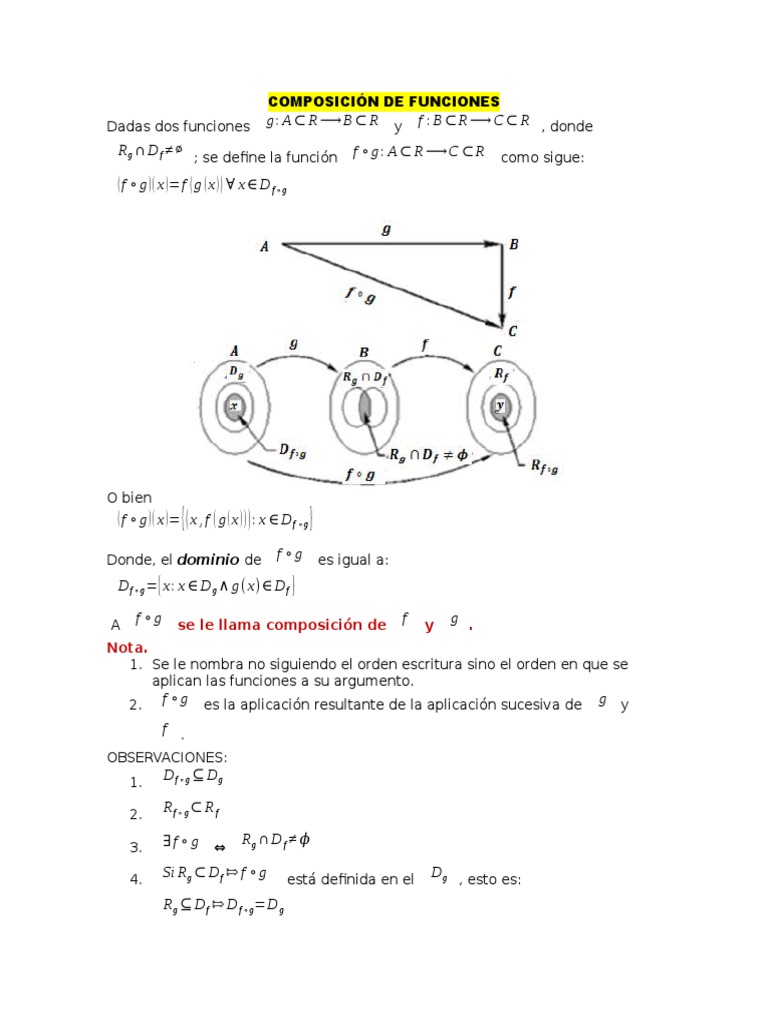 Composición de Funciones y Función Inversa | PDF | Función (Matemáticas ...
