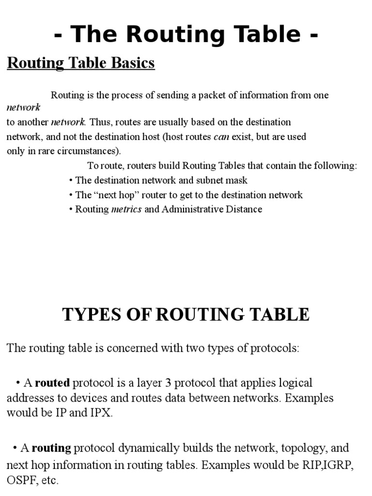 Routing Table Basics Explained | PDF | Routing | Computer Network