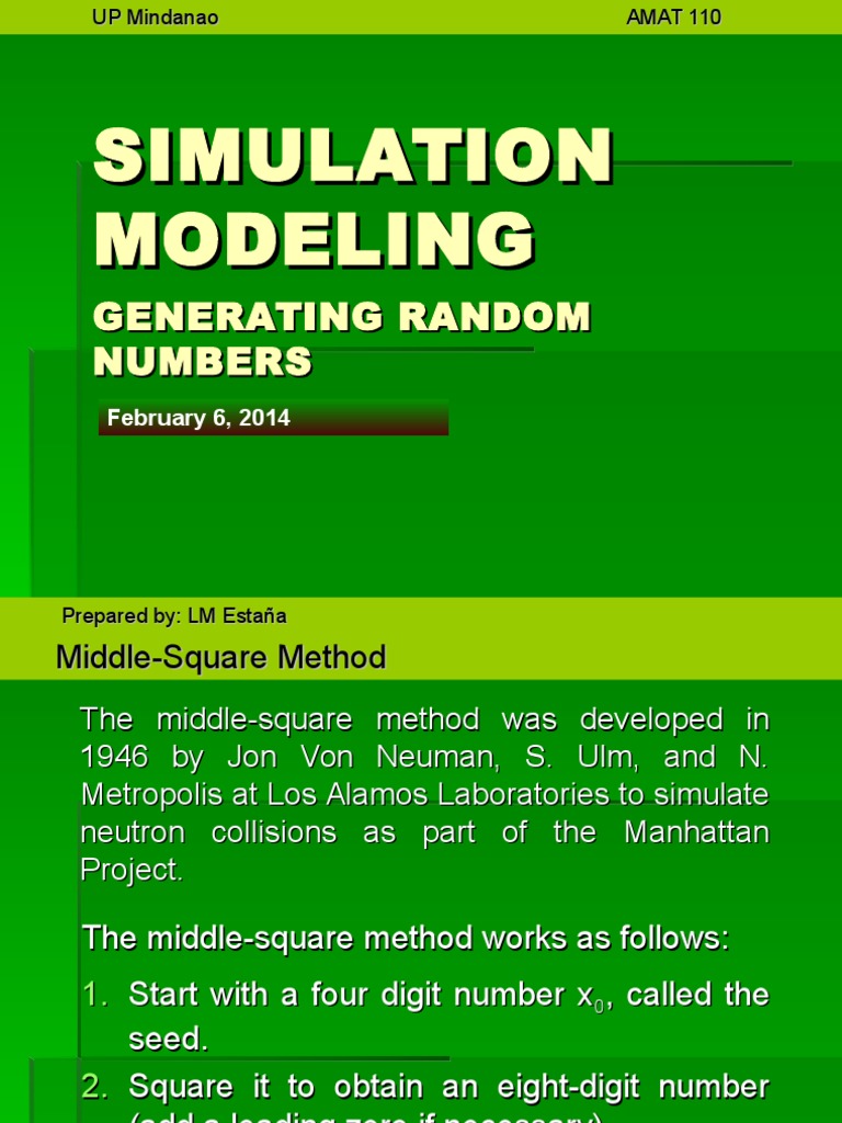 13 Simulation Modeling-Generating Random Numbers | PDF | Randomness ... 13 Simulation Modeling-Generating Random Numbers | PDF | Randomness ...