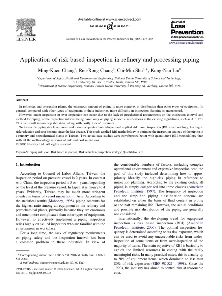 Optimizing RBI for Refinery Piping | PDF | Risk | Risk Management