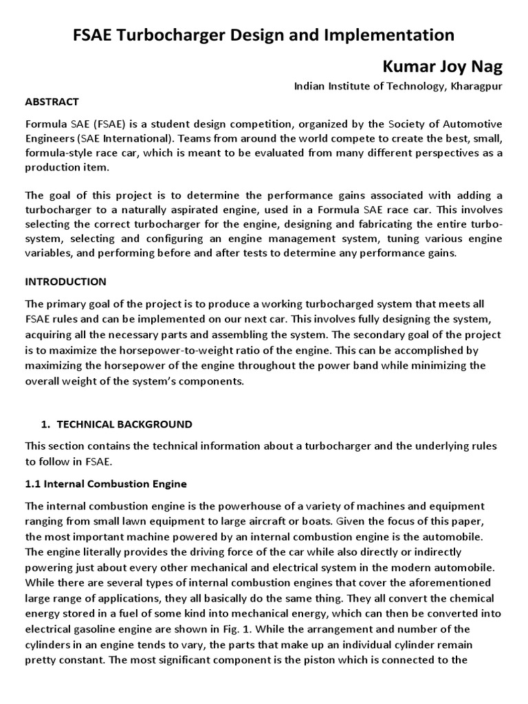 FSAE Turbocharger Design Guide | PDF | Turbocharger | Internal ...