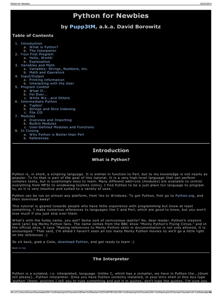 Python For Newbies | PDF | Computer Engineering | Computer Data Python For Newbies | PDF | Computer Engineering | Computer Data