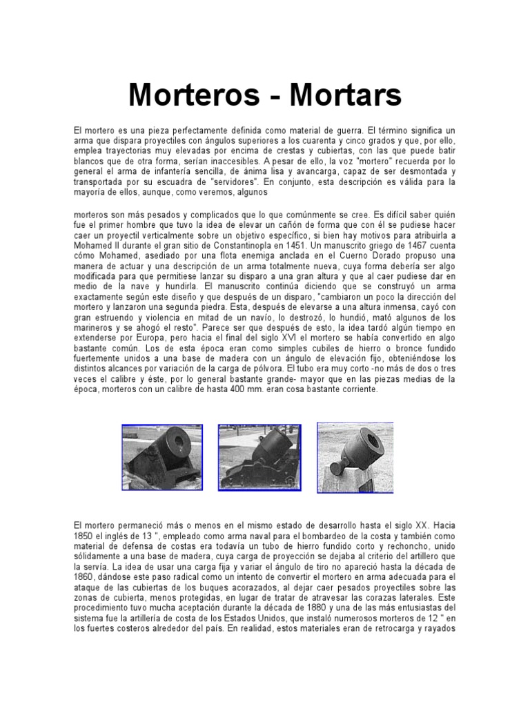 Historia y evolución de los morteros | PDF | Mortero (Arma) | Artillería