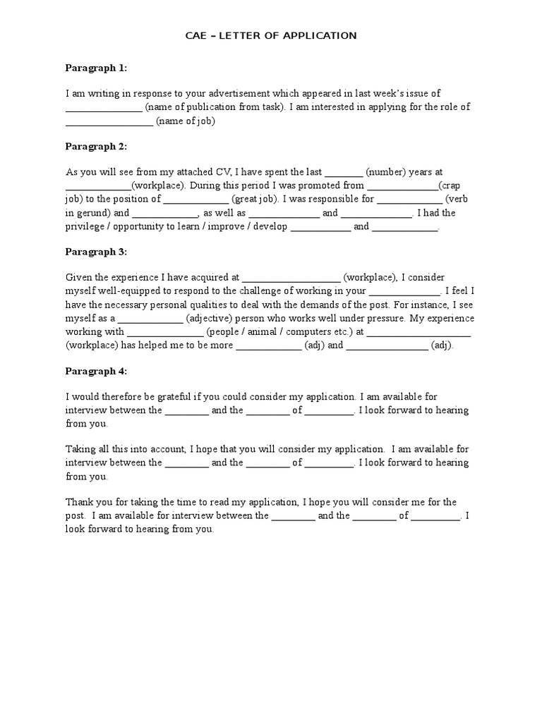 CAE - Letter of Application | PDF