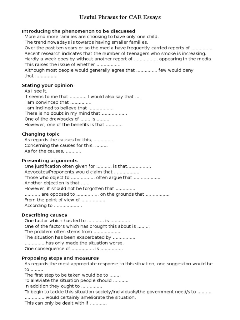 CAE - A Book Review Useful Phrases | PDF