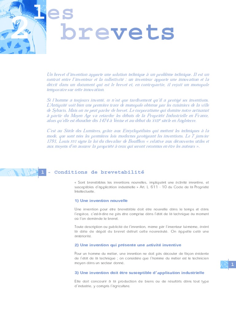 Conditions de brevetabilité en France | PDF | Invention | Brevet