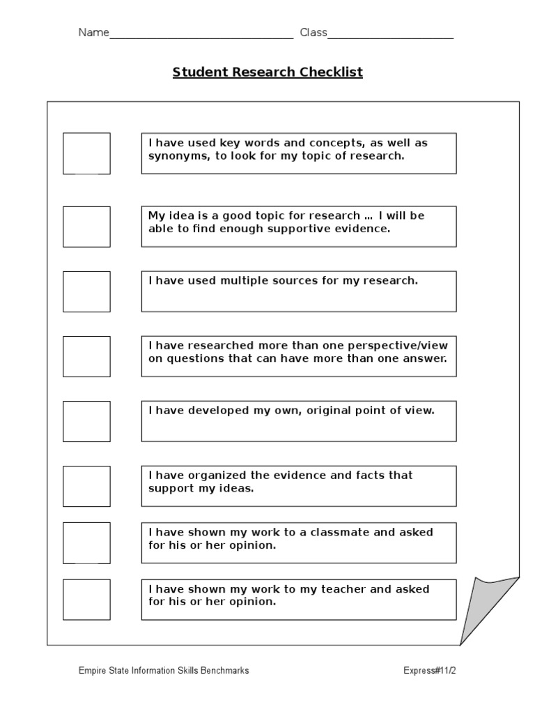 Student Research Checklist Guide | PDF