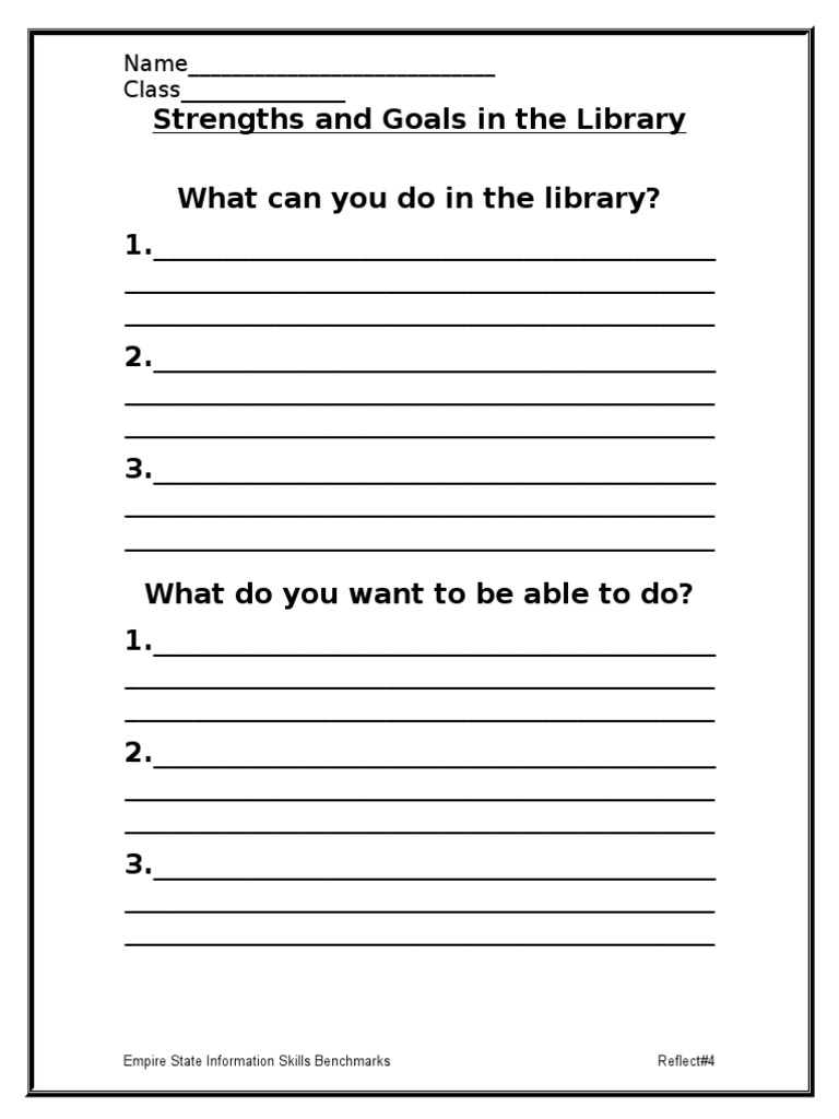 Library Strengths and Goals Worksheet | PDF | Library And Museum