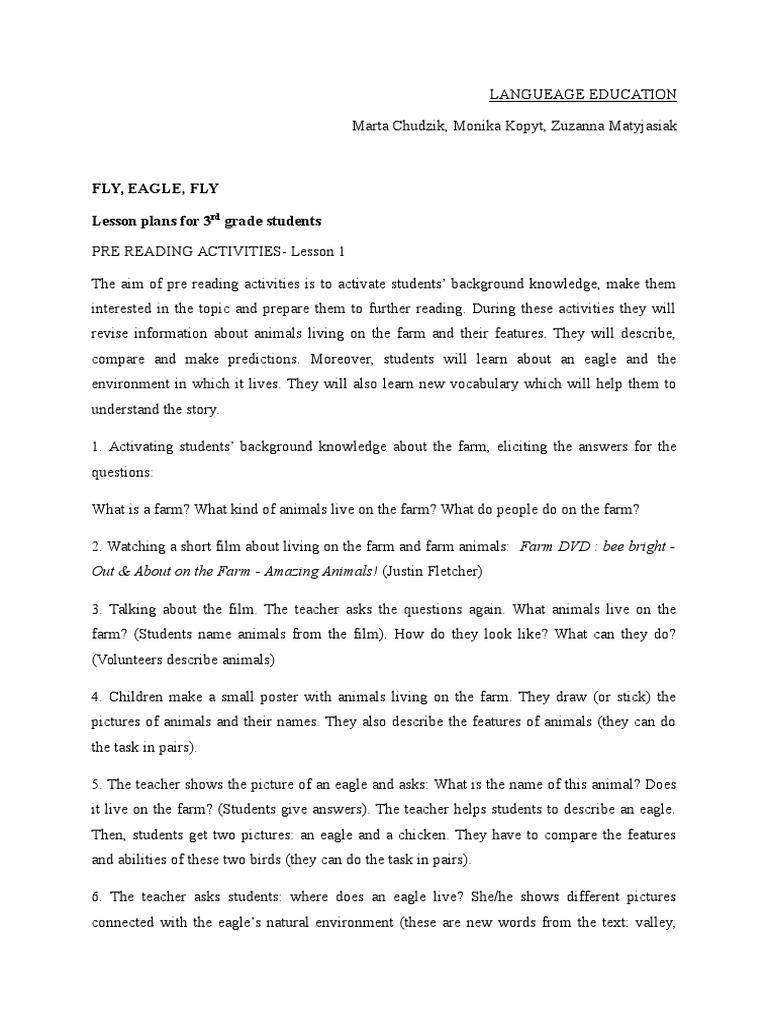 Fly, Eagle, Fly Lesson Plans For 3 Grade Students: Out & About On The ...