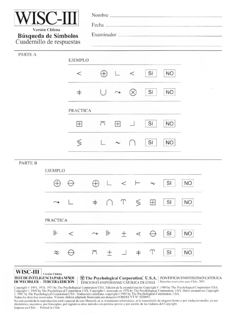 Wisc III Busqueda de Simbolos | PDF