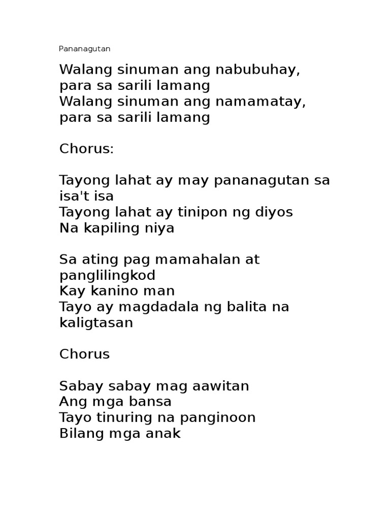 Pananagutan Lyrics | PDF