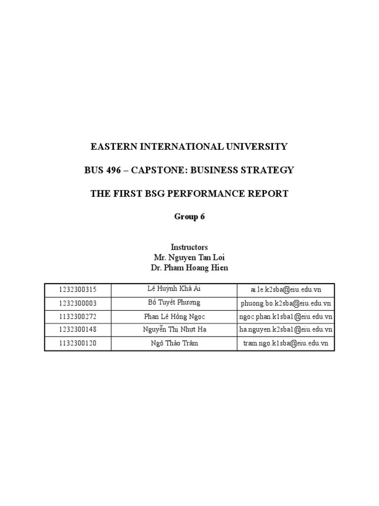 Eastern International University Bus 496 - Capstone: Business Strategy ...