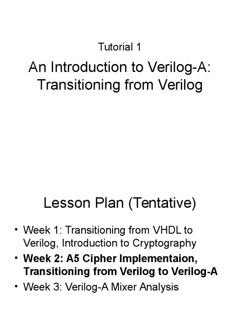 An Introduction To Verilog A Transitioning From Verilog Tutorial 1 Pdf Signal Electrical 6556
