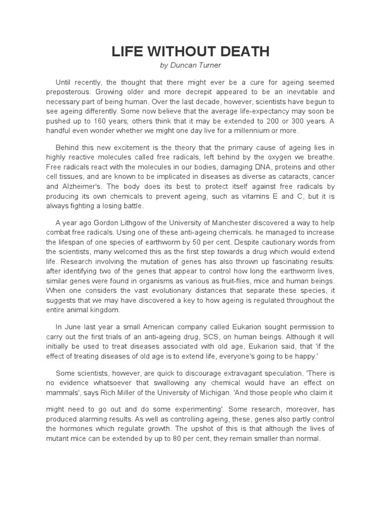 Life Without Death: by Duncan Turner | PDF | Ageing | Radical (Chemistry)