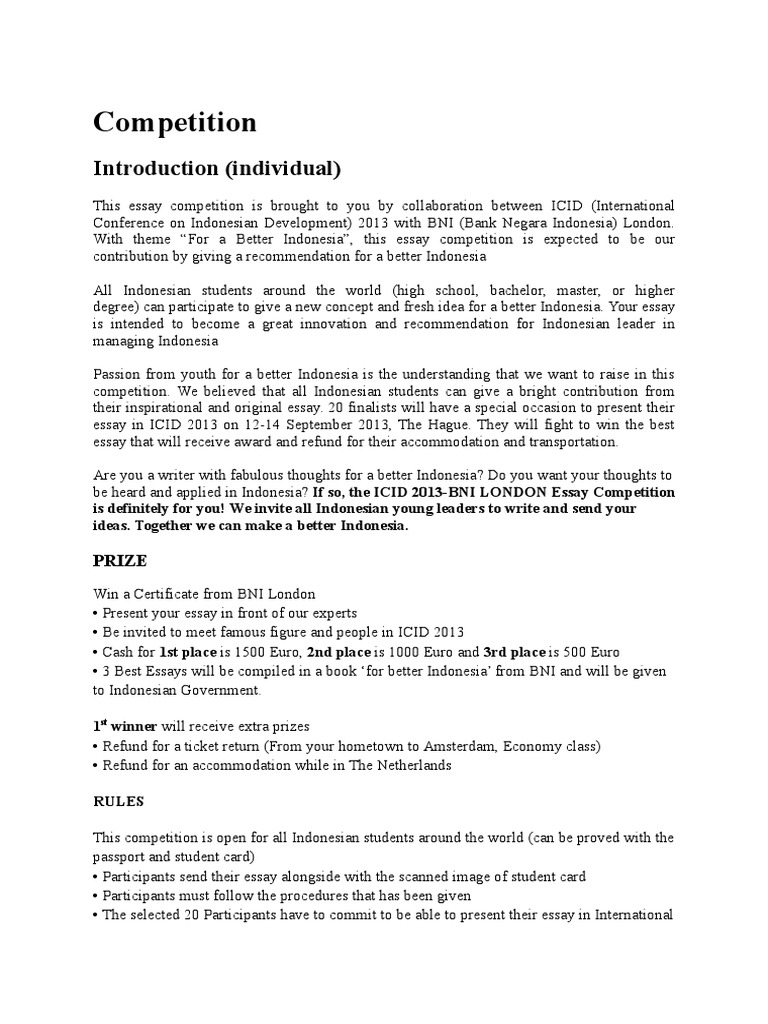 Competition: Introduction (Individual) | PDF | Indonesia