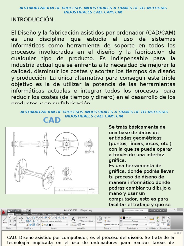 Presentacion Cad, Cam y Cim | PDF | Diseño | Diseño asistido por ordenador