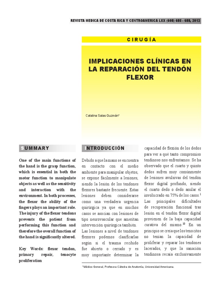 Reparacion Del Tendon Flexor | PDF | Cicatrización de la herida ...