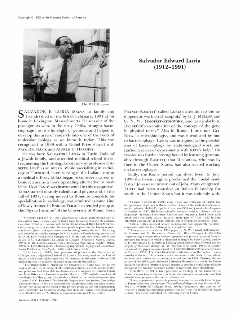 Luria | Bacteriophage | Earth & Life Sciences