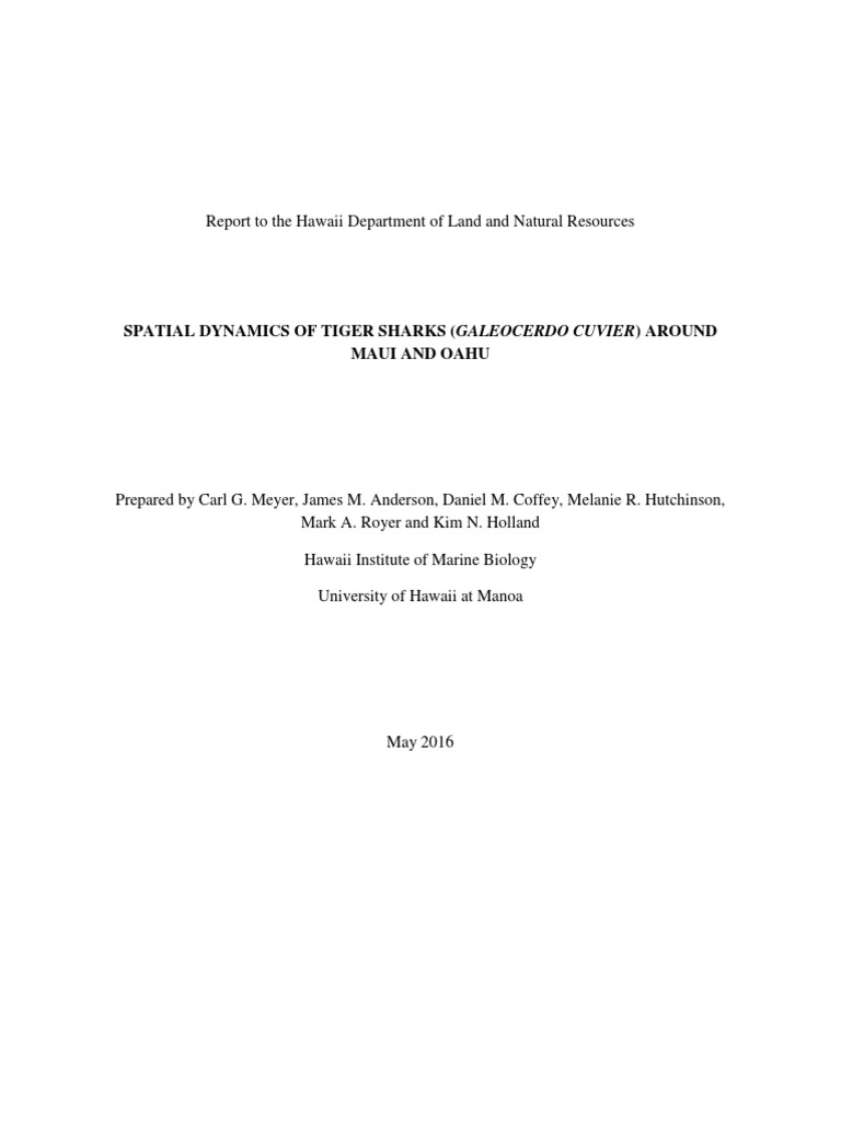Tiger Shark Report 2016 | PDF | Sharks | Maui