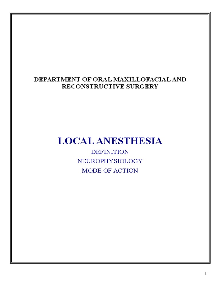 Local Anesthesia - Material Indian | PDF | Action Potential | Membrane ...