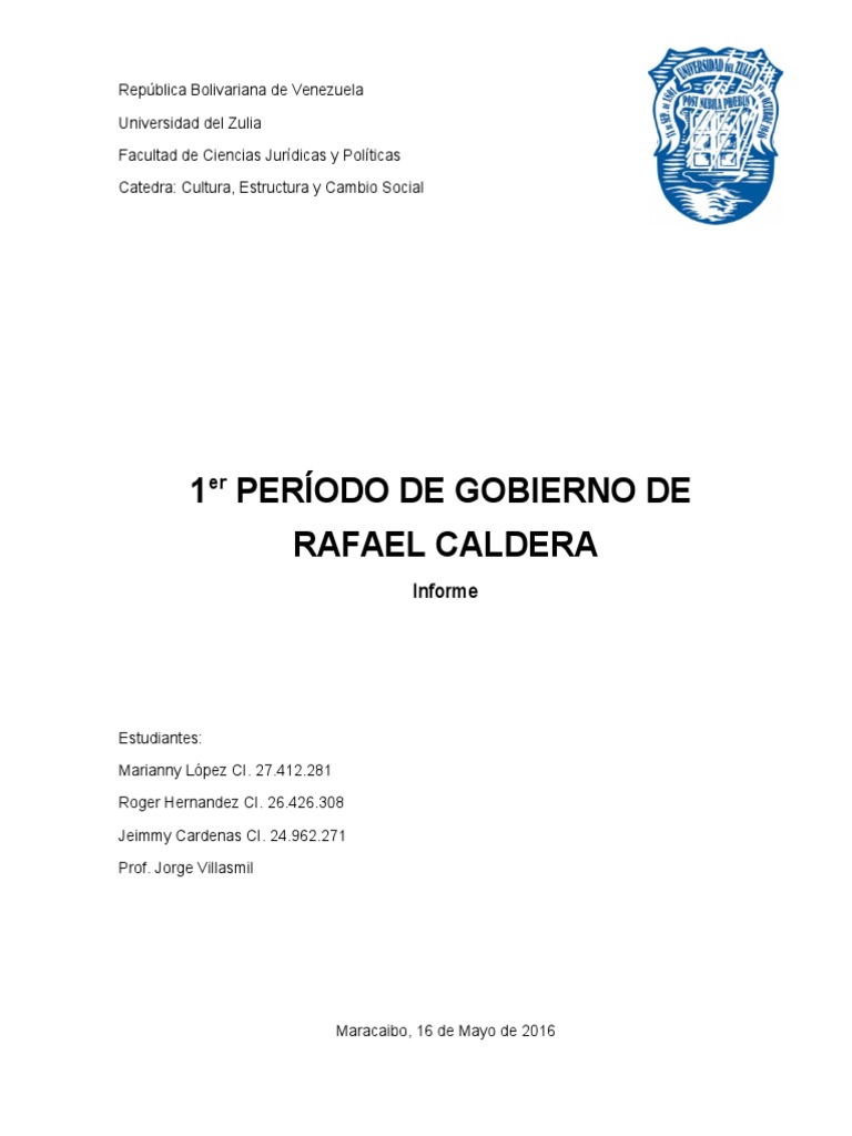 Primer Gobierno de Rafael Caldera (1969-1974) | PDF | Venezuela | Gobierno