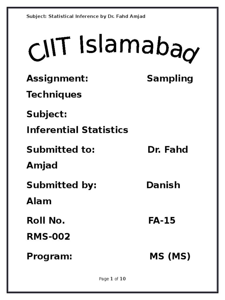 Assignment Sampling Techniques Download Free Pdf Stratified