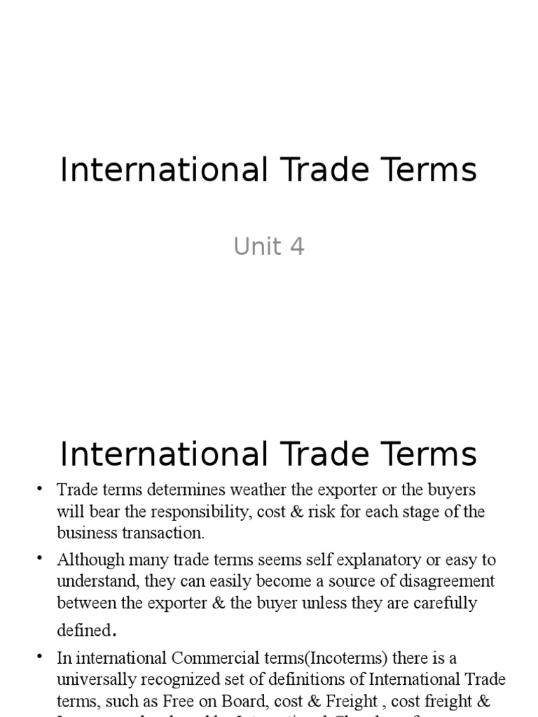 Key International Trade Terms Explained | PDF | Letter Of Credit ...