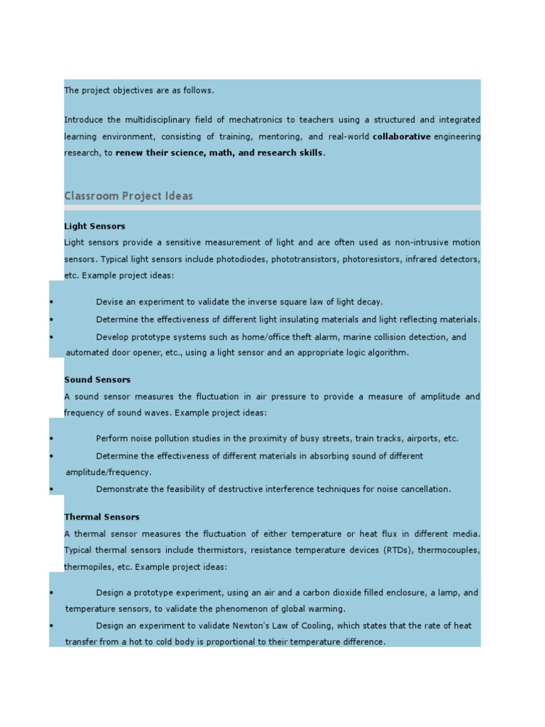 Classroom Project Ideas | PDF | Electrical Resistance And Conductance ...