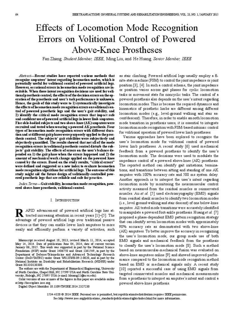 Effects of Locomotion Mode Recognition Errors On Volitional Control of ...