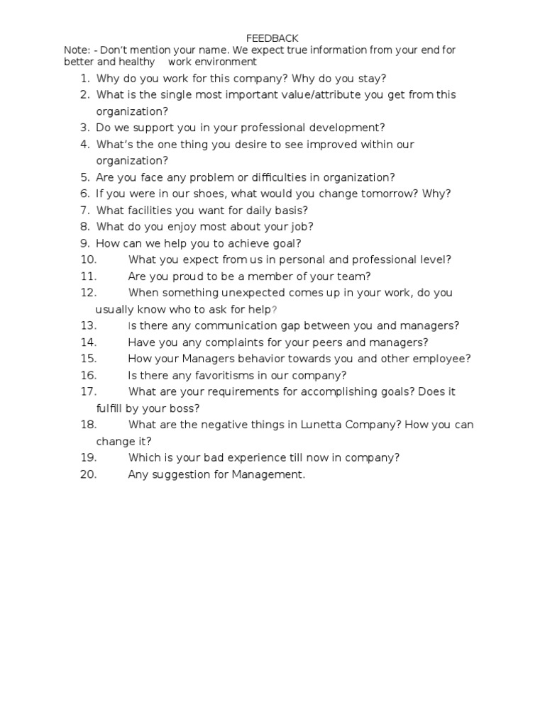Updated Feedback Question | PDF