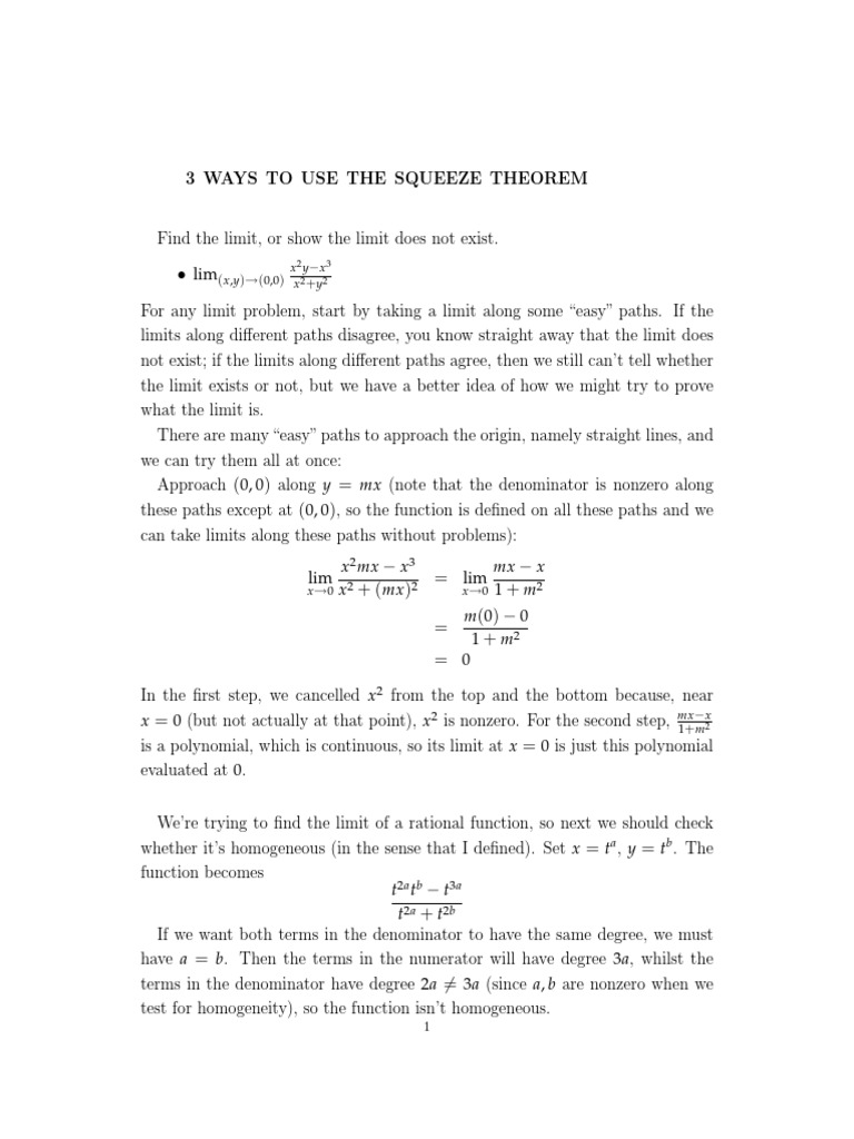 Squeeze Theorem Application | PDF | Fraction (Mathematics) | Abstract ...