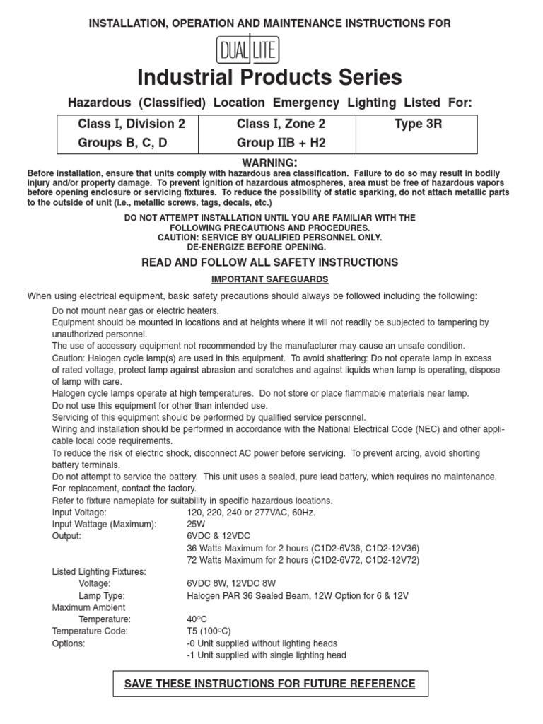 Emerg Lighting-0601597 A-Install Instr | PDF | Electrical Wiring | Lighting