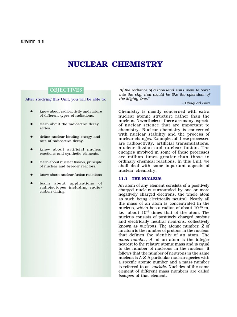 Nuclear Chemistry: Unit 11 | PDF | Radioactive Decay | Nuclear Fission