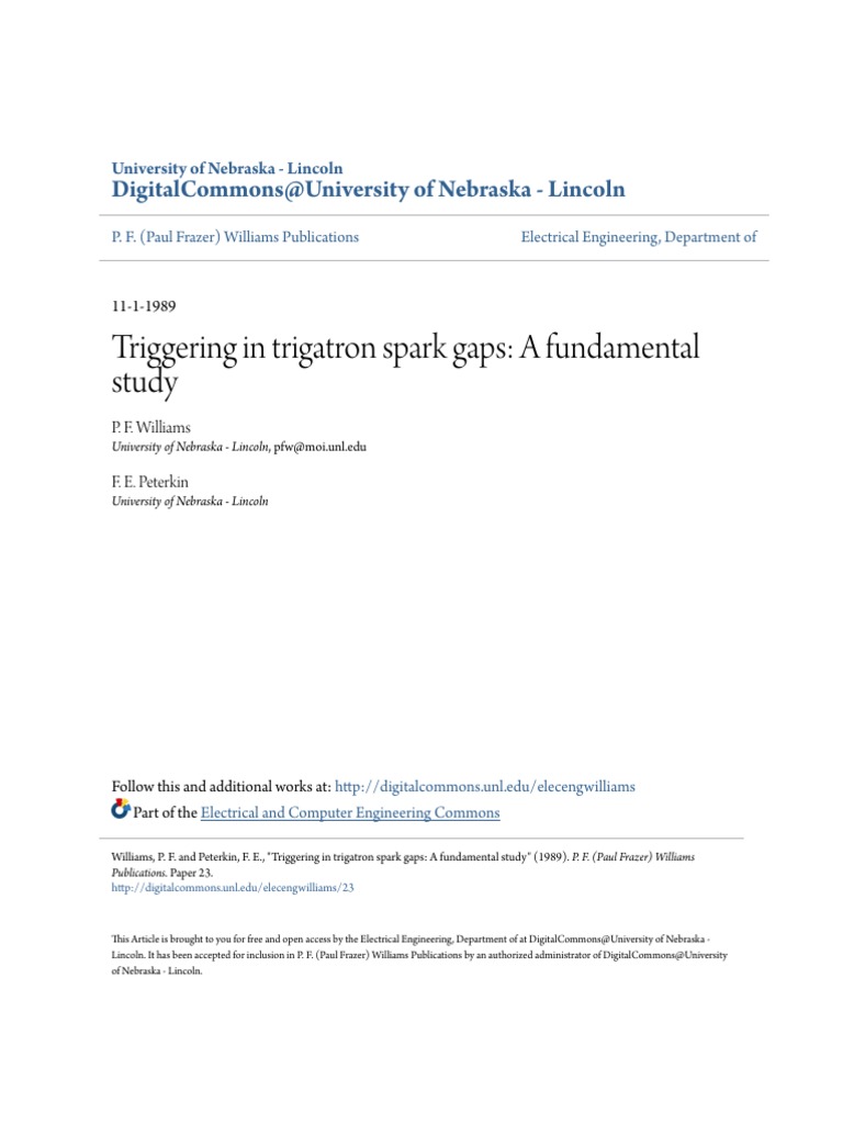 Triggering in Trigatron Spark Gaps - A Fundamental Study | PDF ...