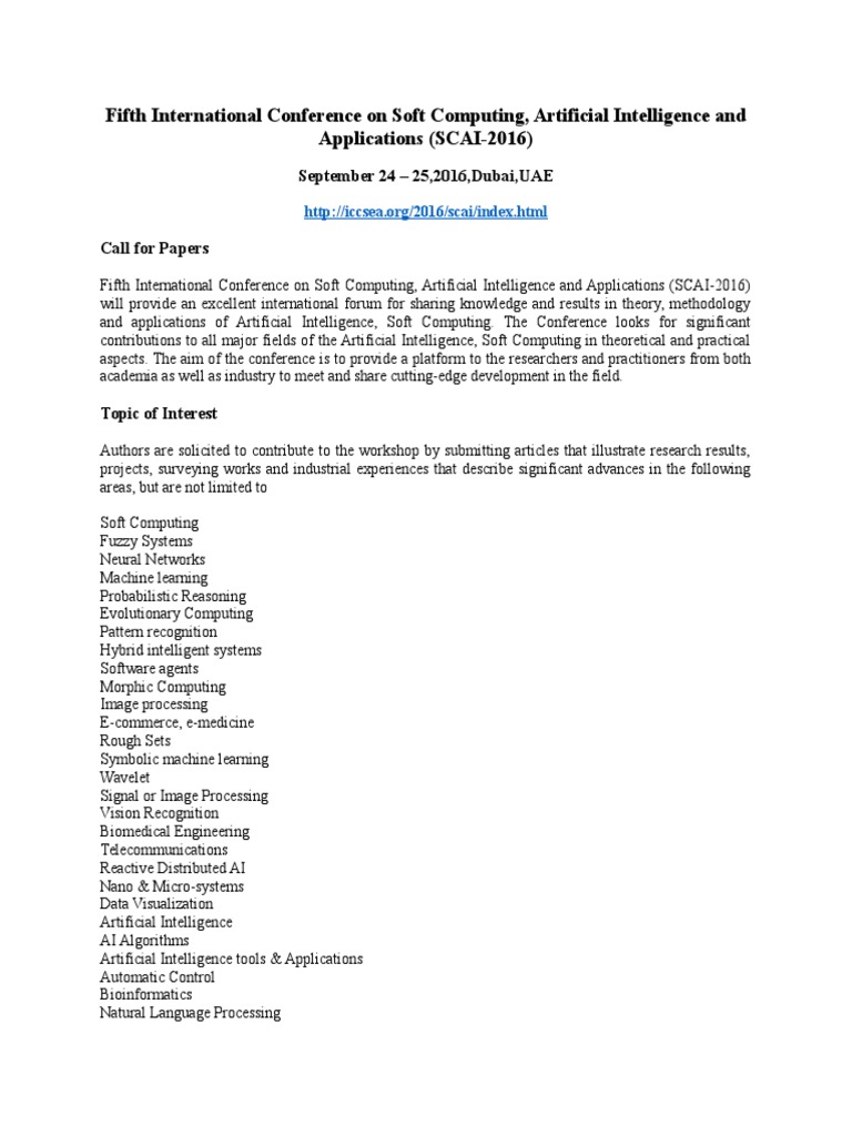 Fifth International Conference On Soft Computing, Artificial Intelligence and Applications (SCAI ...