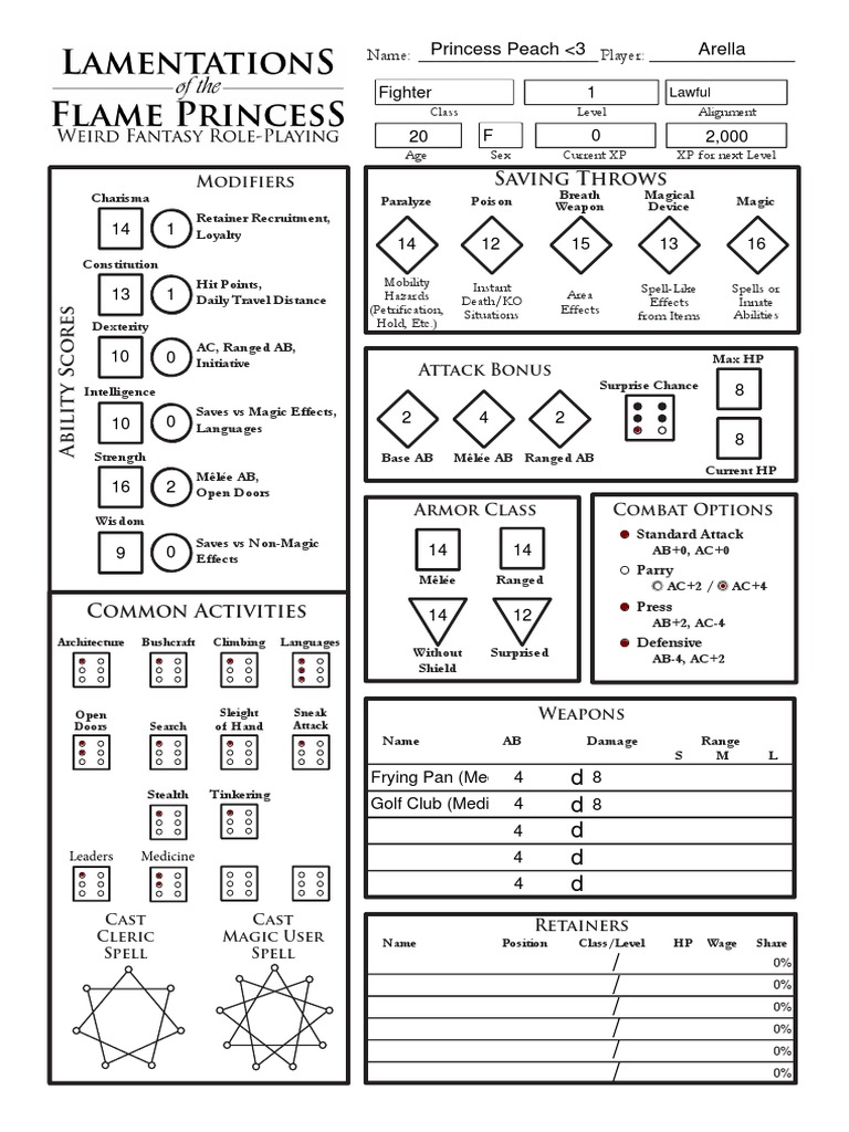 LotFP - Fillable Character Sheet 0.1 | PDF